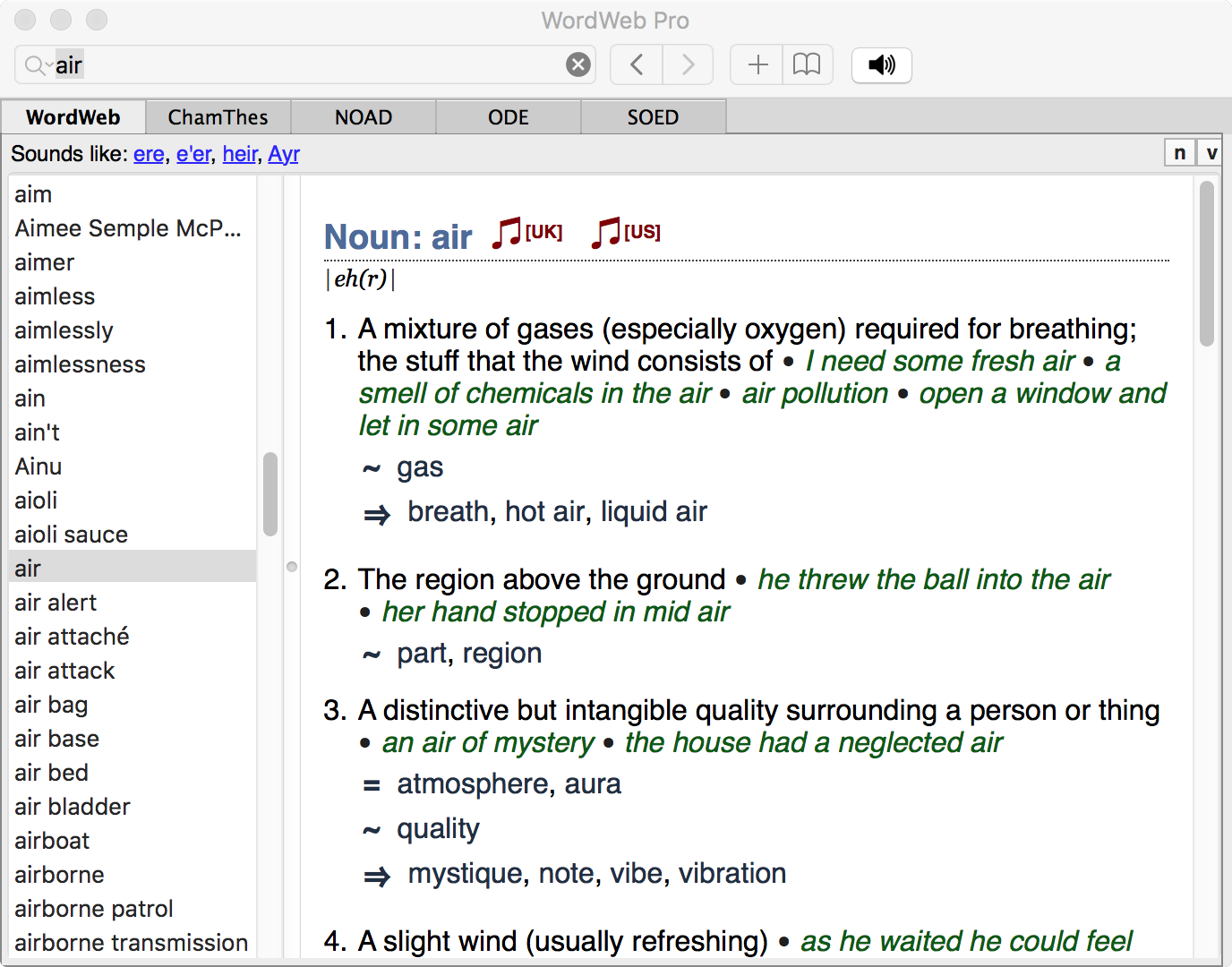 WordWeb Pro Dictionary and Thesaurus for Mac OS